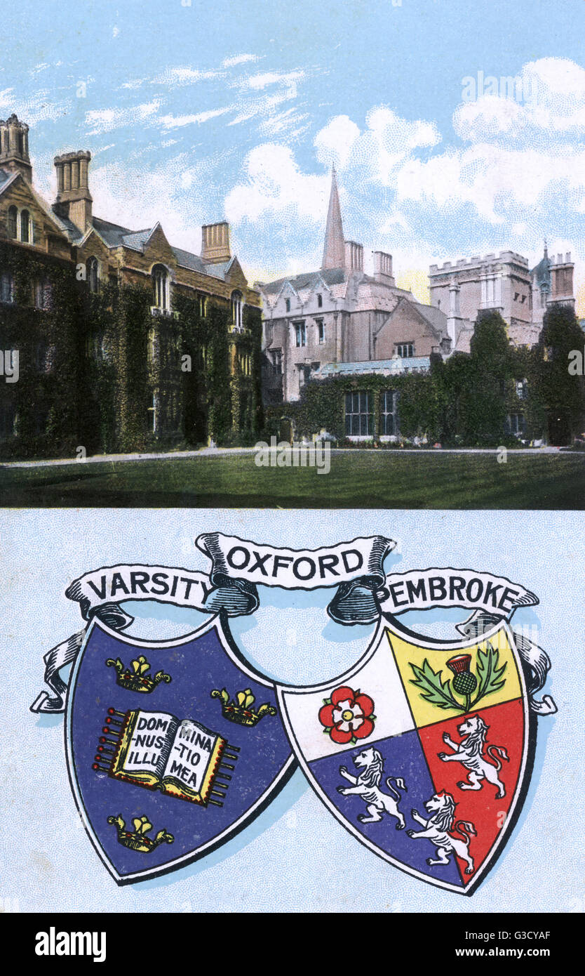 Pembroke College, Oxford - Building and College Crest Stock Photo - Alamy