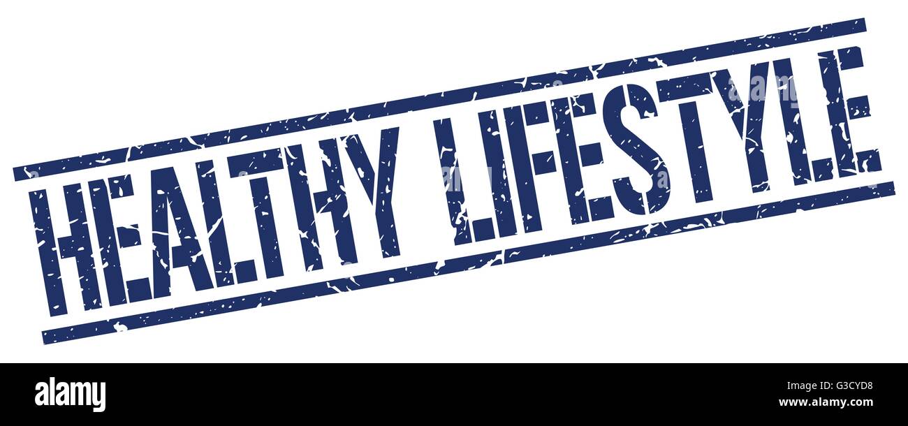 healthy lifestyle blue grunge square vintage rubber stamp Stock Vector ...