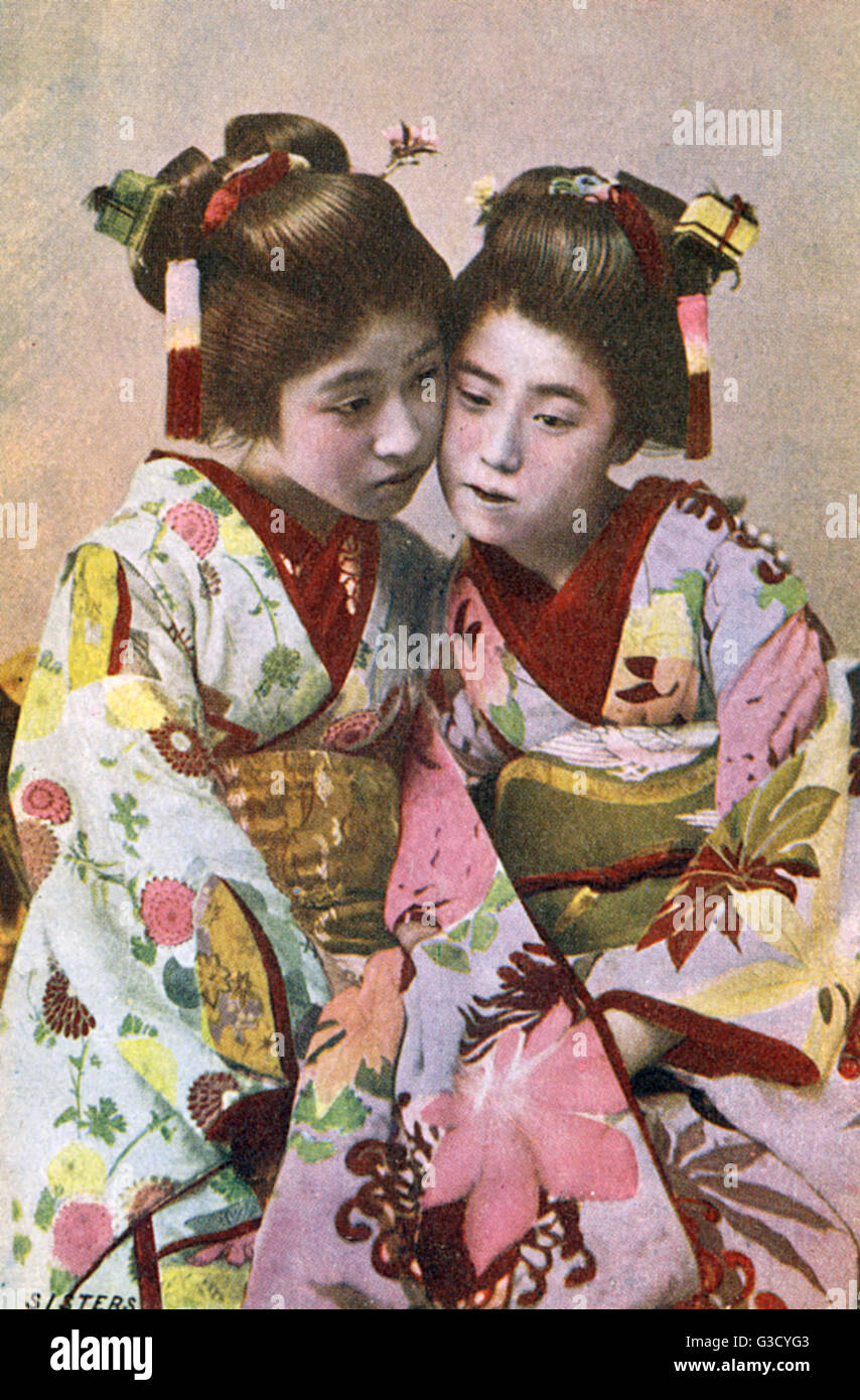 Japanese Geisha Sisters Stock Photo - Alamy