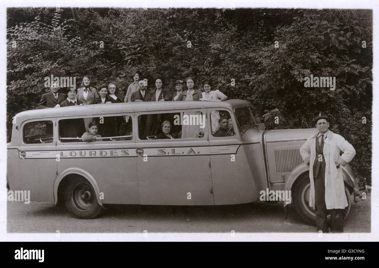 An Autobus - destination Lourdes, France Stock Photo - Alamy