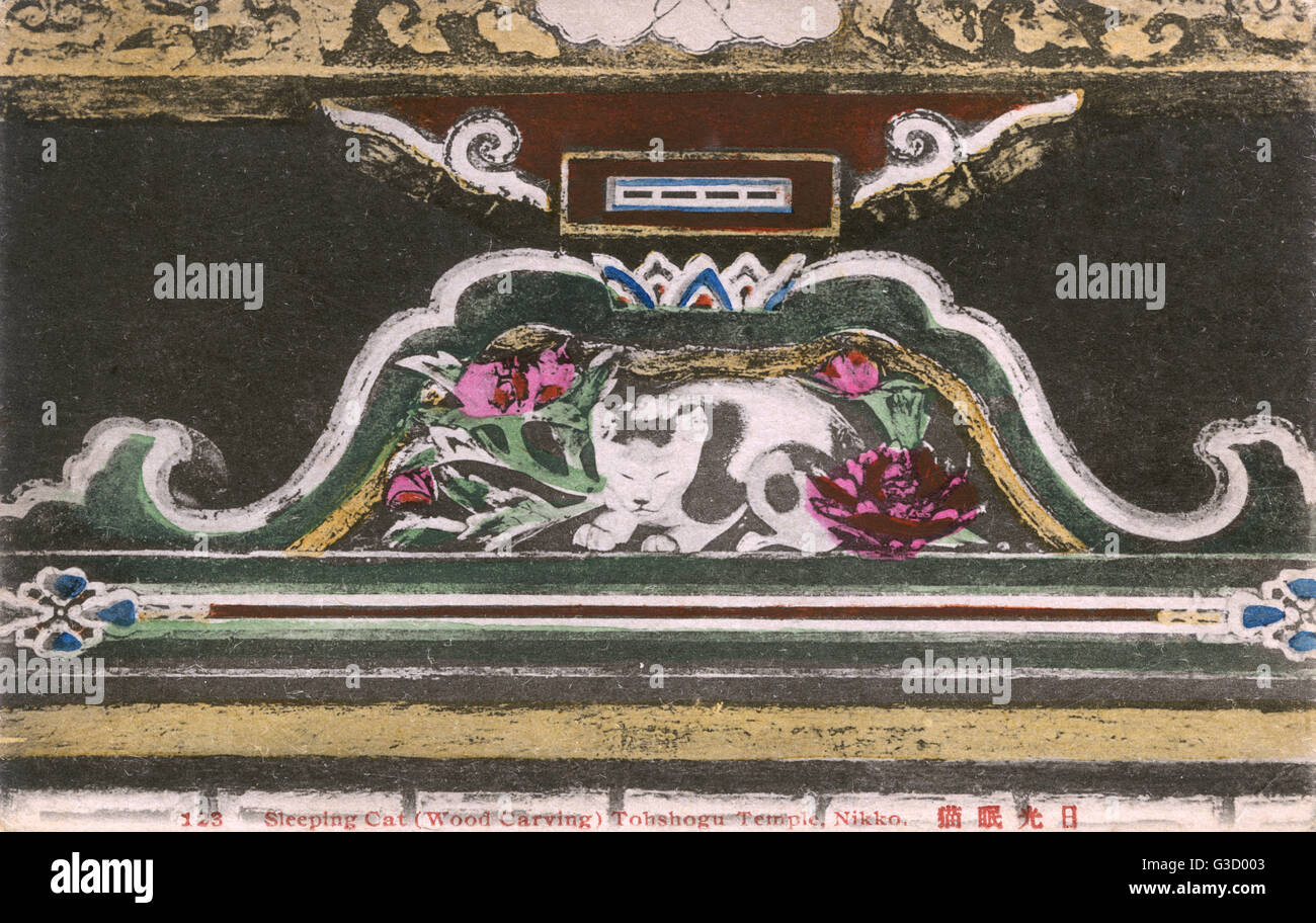 Nikko, Japan - Carving of a sleeping cat - Toshogu Temple Stock Photo ...