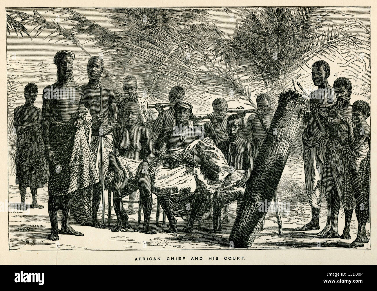 African cheif and his court Stock Photo - Alamy