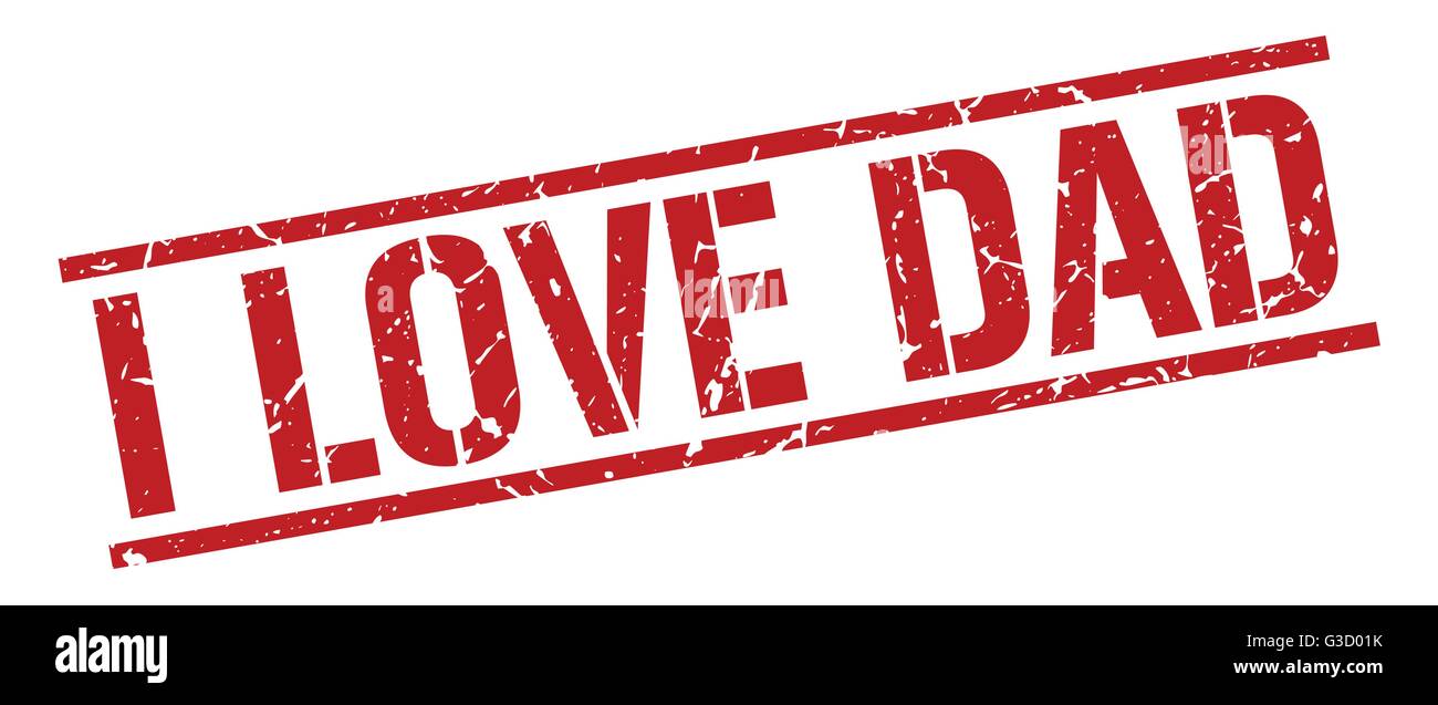 i love dad red grunge square vintage rubber stamp Stock Vector Image ...