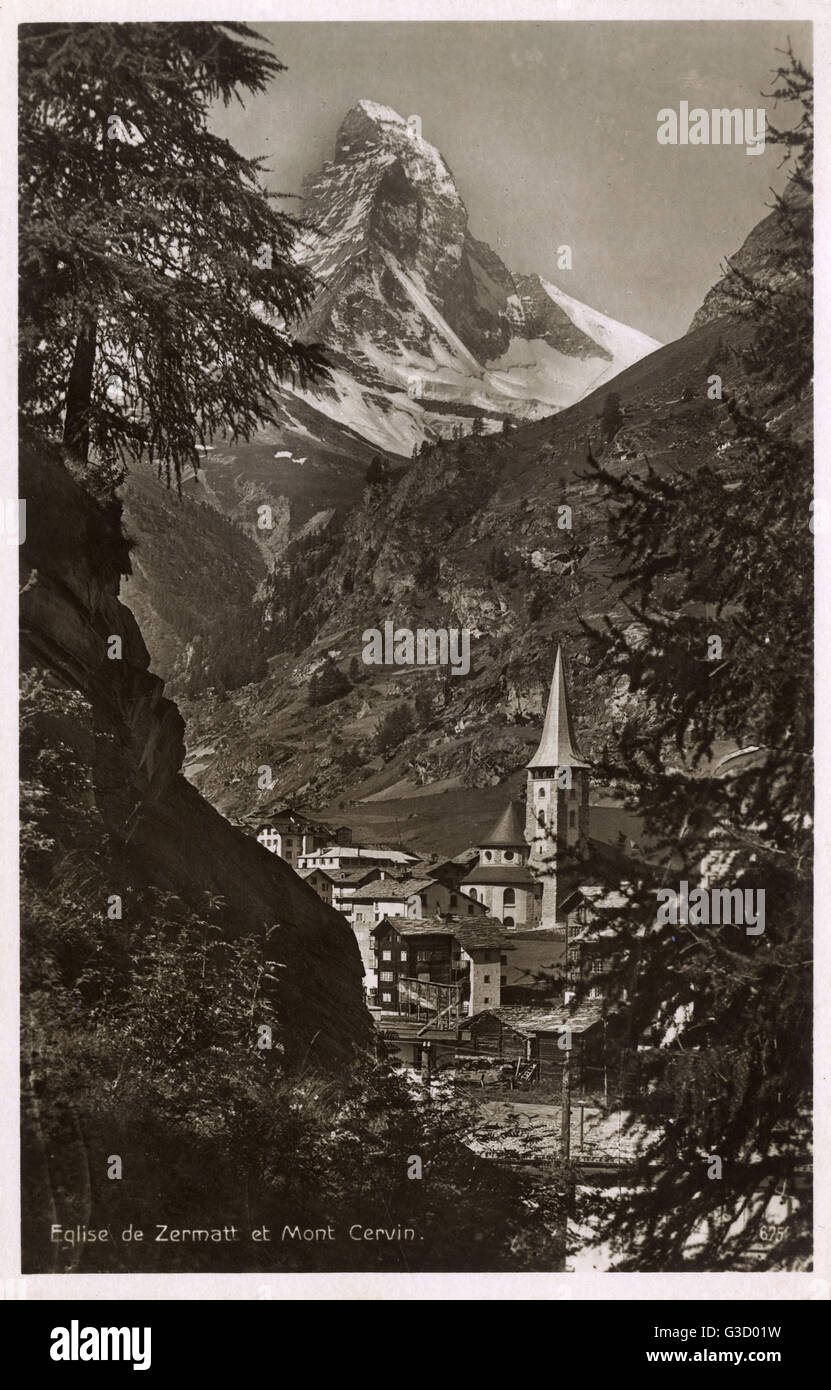 Church Spire at Zermatt and Mont Cervin, Switzerland Stock Photo - Alamy