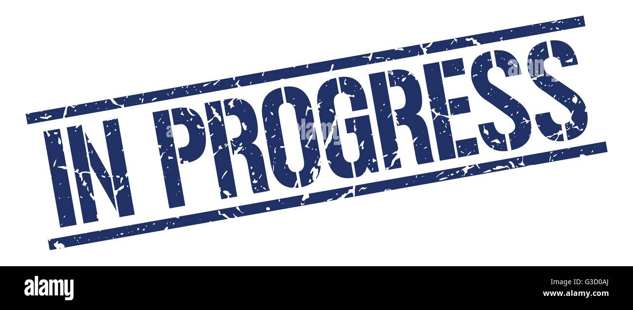 in progress blue grunge square vintage rubber stamp Stock Vector Image ...