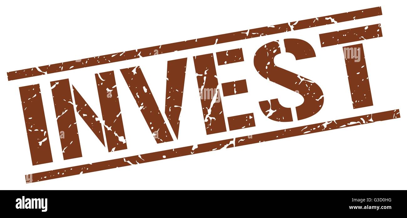 invest brown grunge square vintage rubber stamp Stock Vector Image ...