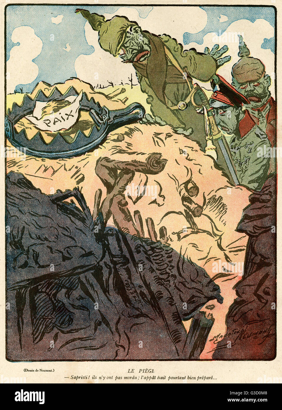 Cartoon, The trap, WW1 Stock Photo - Alamy