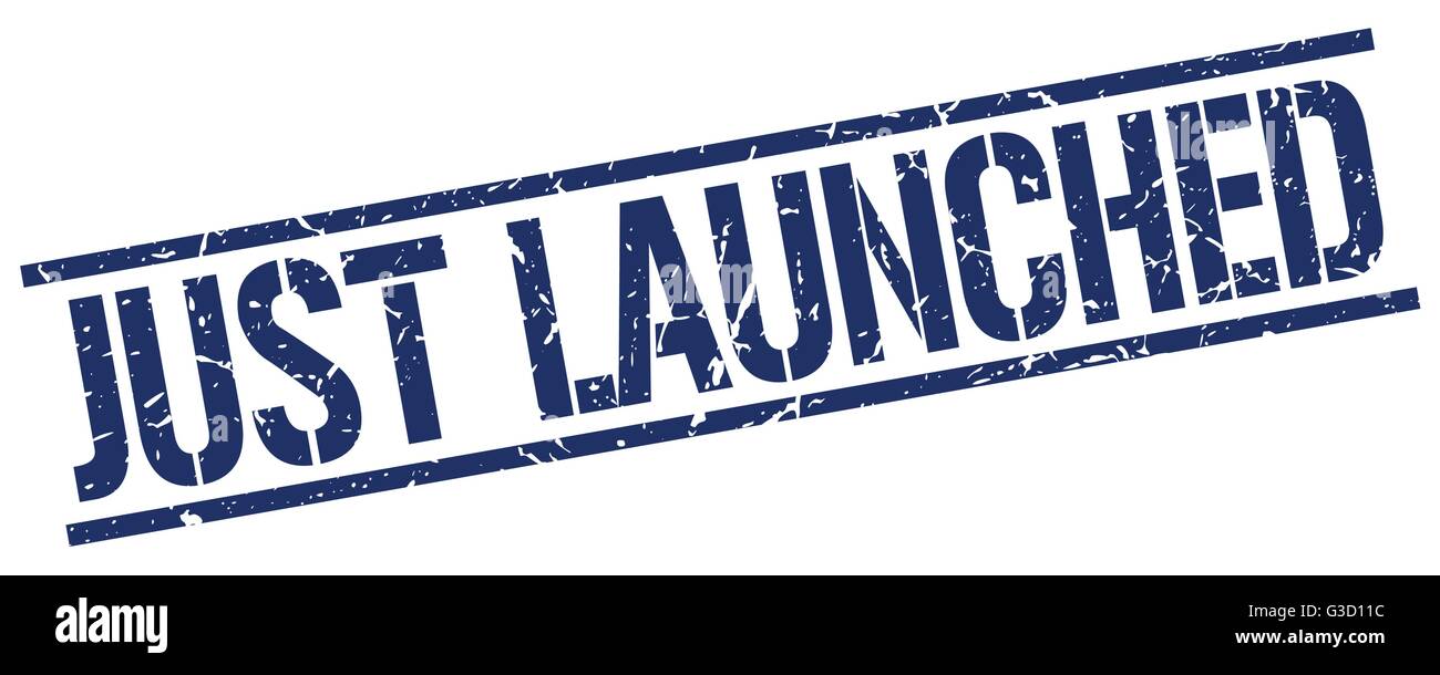 just launched blue grunge square vintage rubber stamp Stock Vector ...