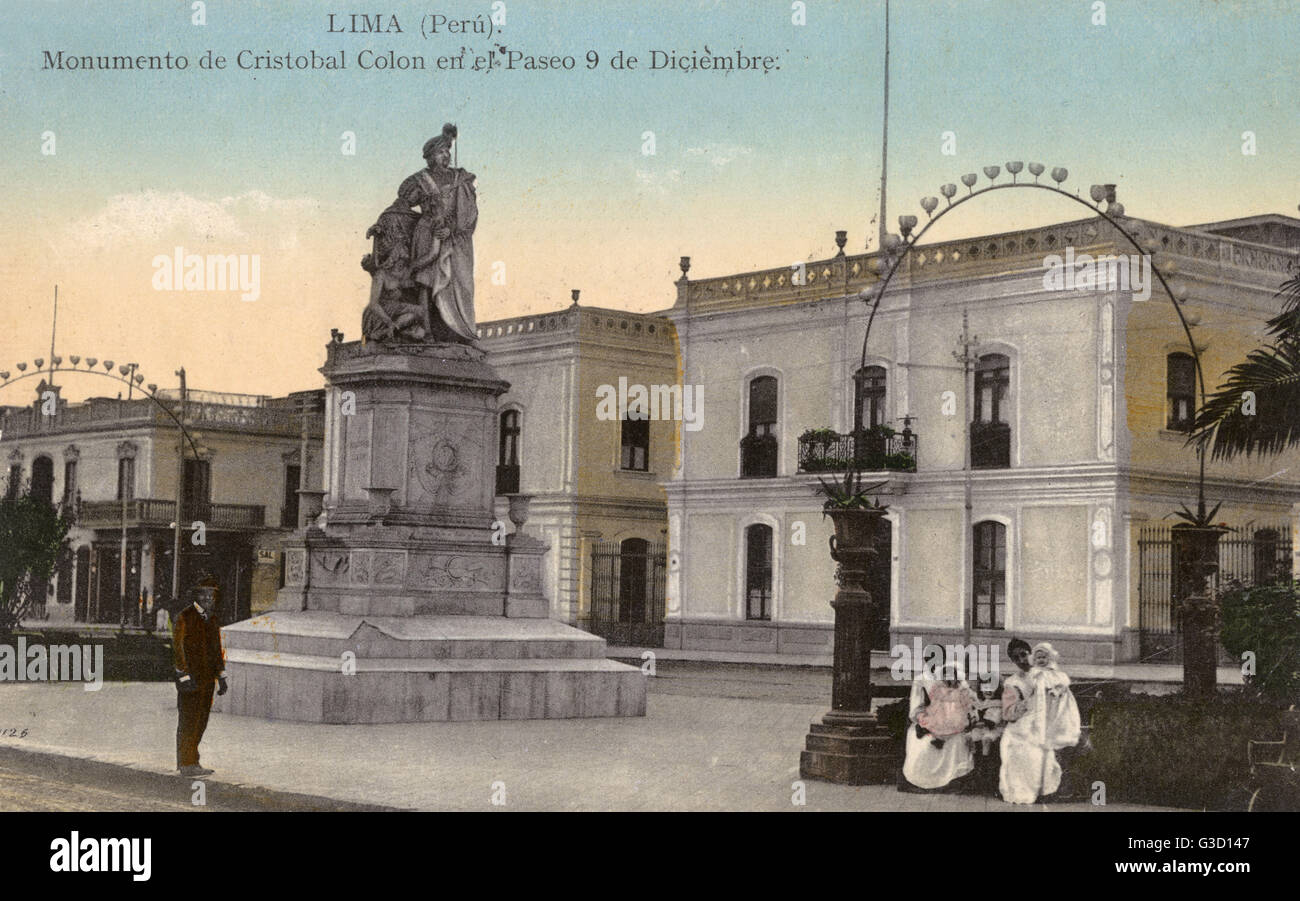 Christopher Columbus statue, Lima, Peru, South America Stock Photo - Alamy