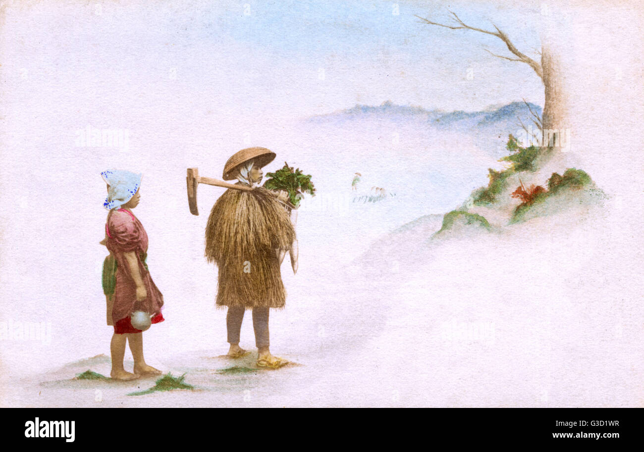 Rural Types, Japan - Traditional costume - Mino raincoat Stock Photo ...