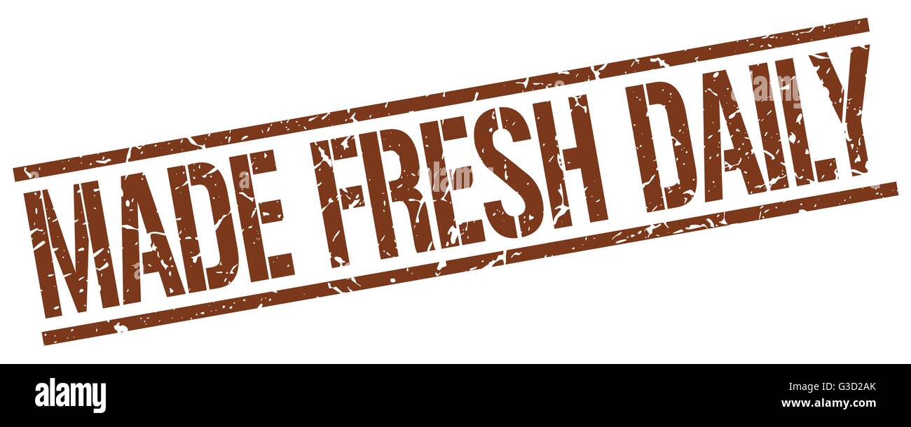 made fresh daily brown grunge square vintage rubber stamp Stock Vector ...