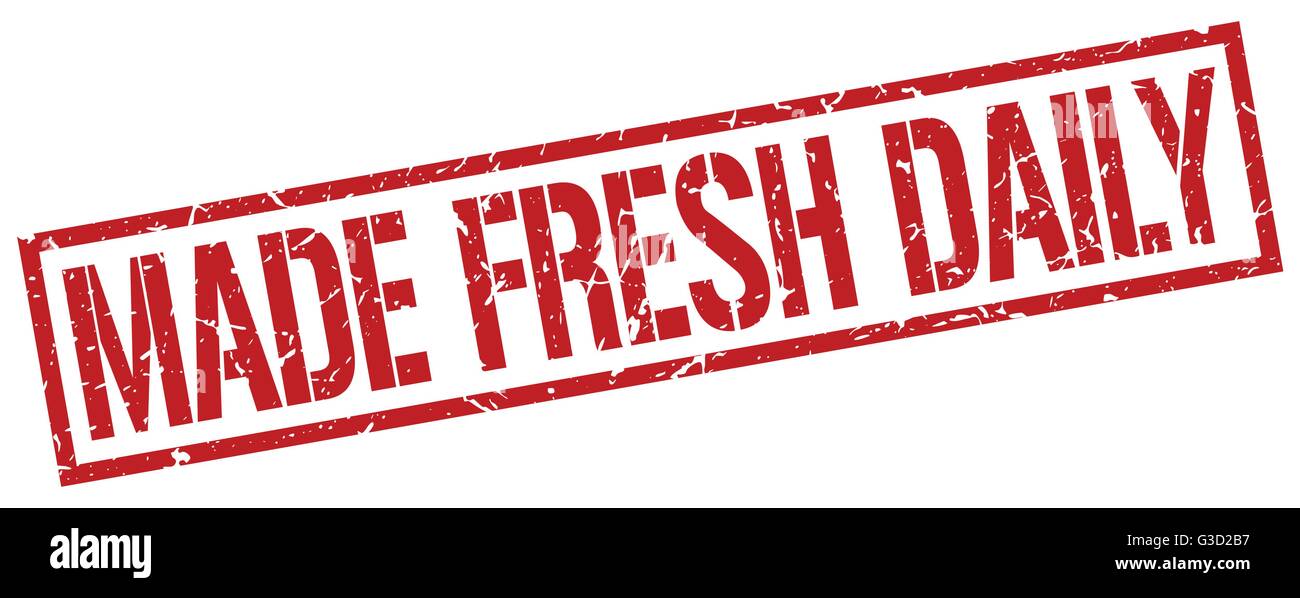 made fresh daily red grunge square vintage rubber stamp Stock Vector ...