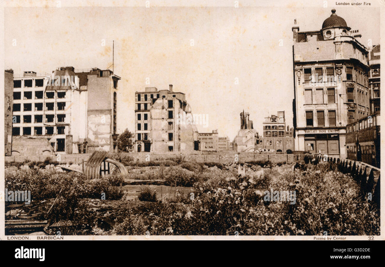 WW2 - London under fire - bomb damage at the Barbican. Date: circa 1941 ...