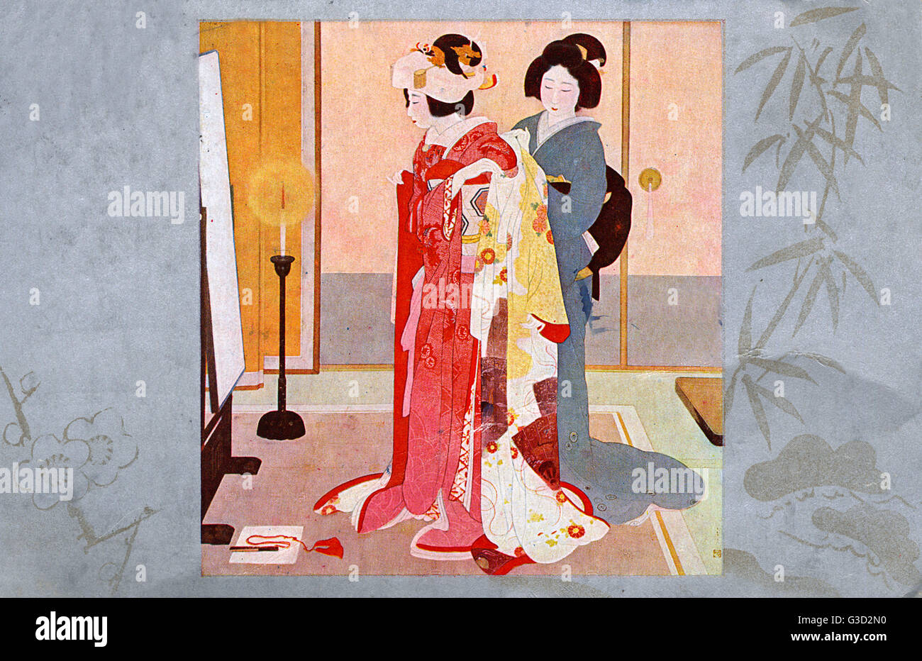 Rich Japanese Woman aided with her dressing Stock Photo - Alamy