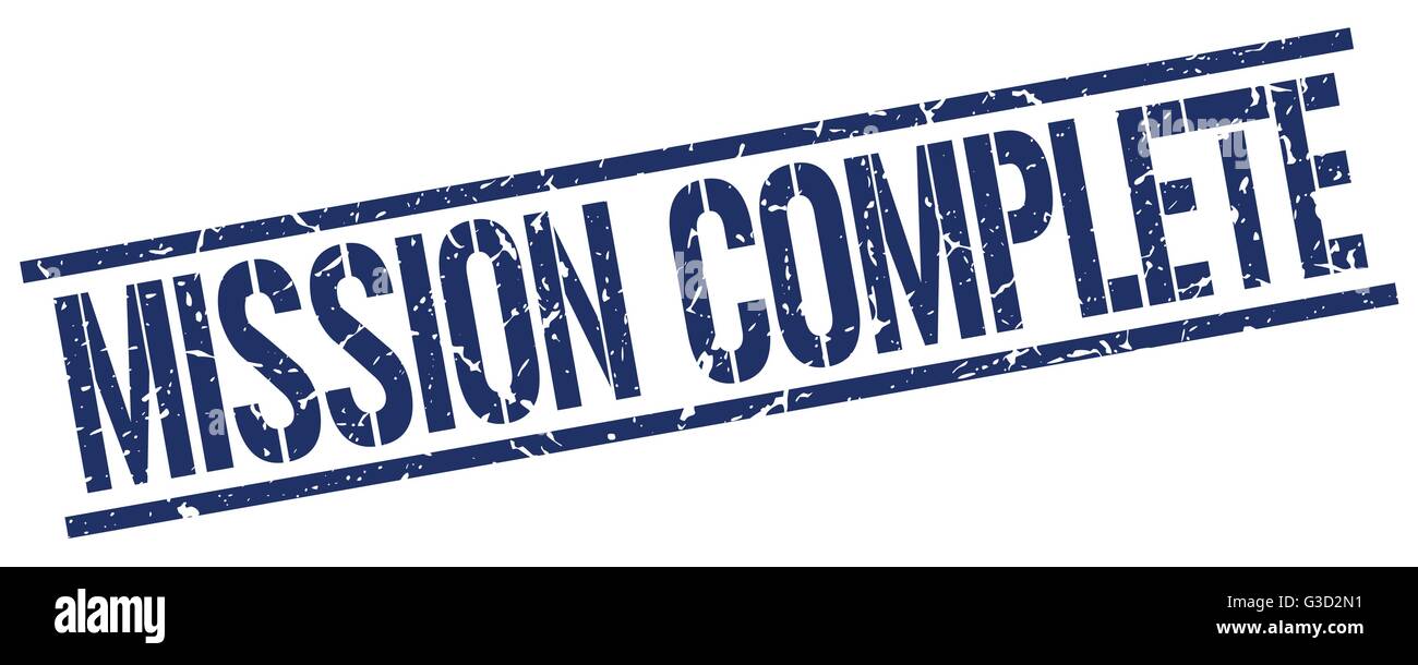mission complete blue grunge square vintage rubber stamp Stock Vector Image & Art - Alamy