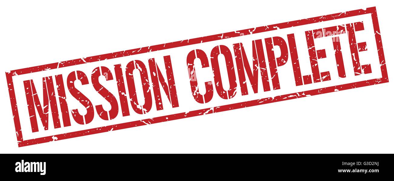 mission complete red grunge square vintage rubber stamp Stock Vector ...