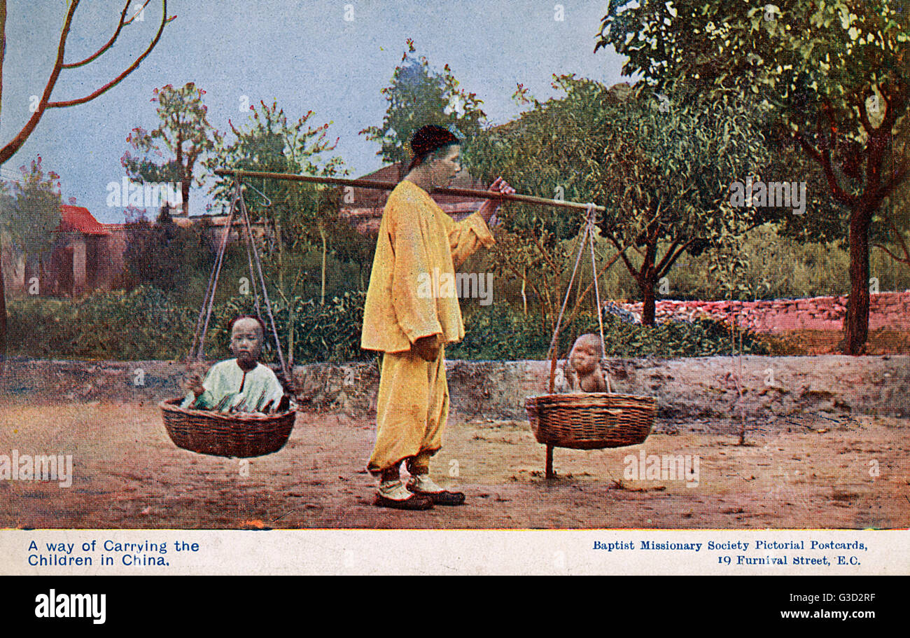Father carries two children china hi-res stock photography and images ...