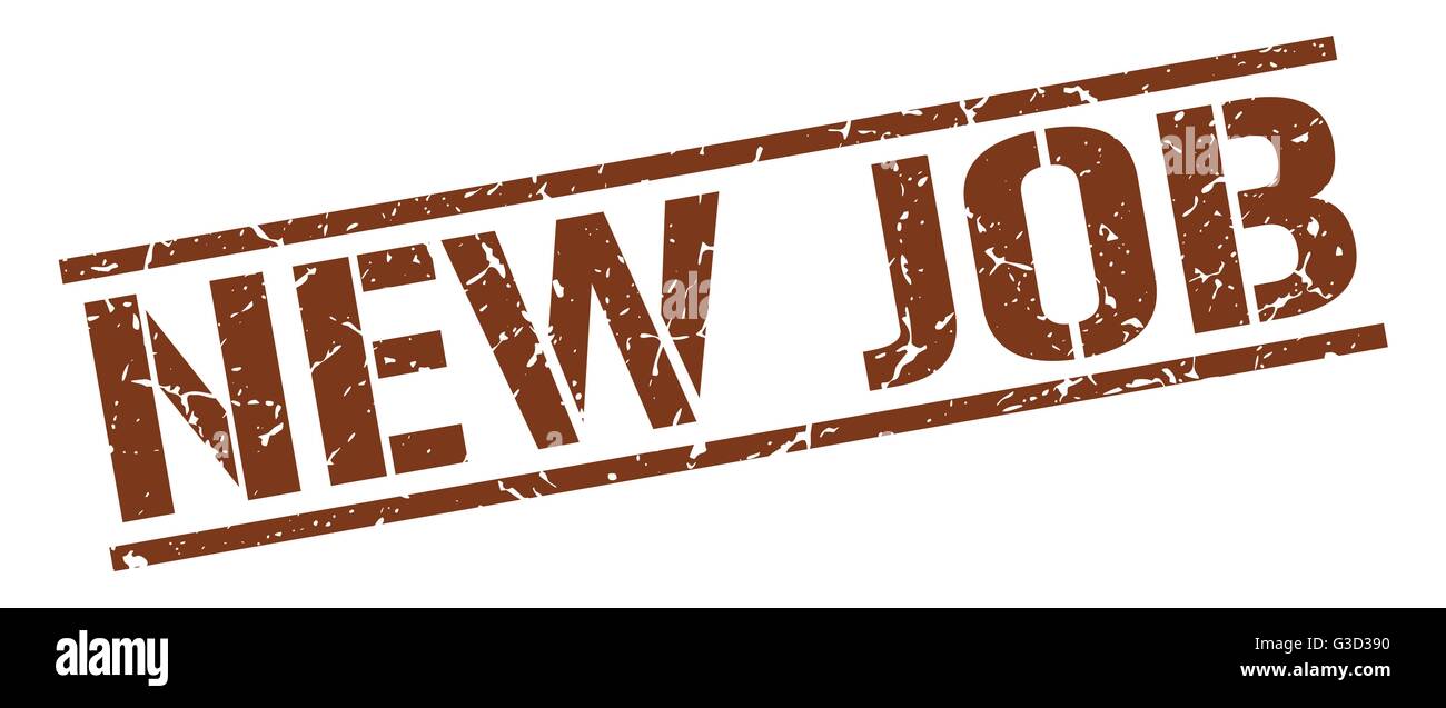 new job brown grunge square vintage rubber stamp Stock Vector Image ...