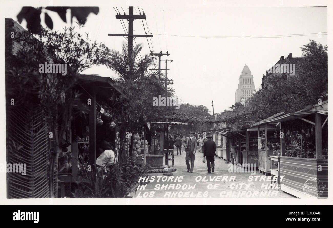 Historic Olivera Street and City Hall, Los Angeles, USA Stock Photo - Alamy