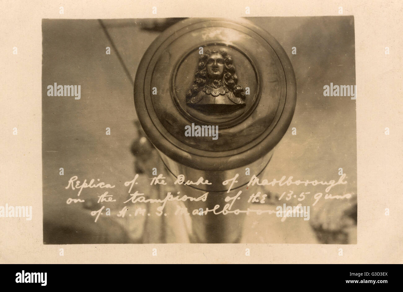 HMS Marlborough - Duke of Marlborough on gun tampions Stock Photo - Alamy