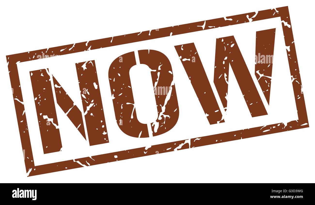 now brown grunge square vintage rubber stamp Stock Vector Image & Art ...