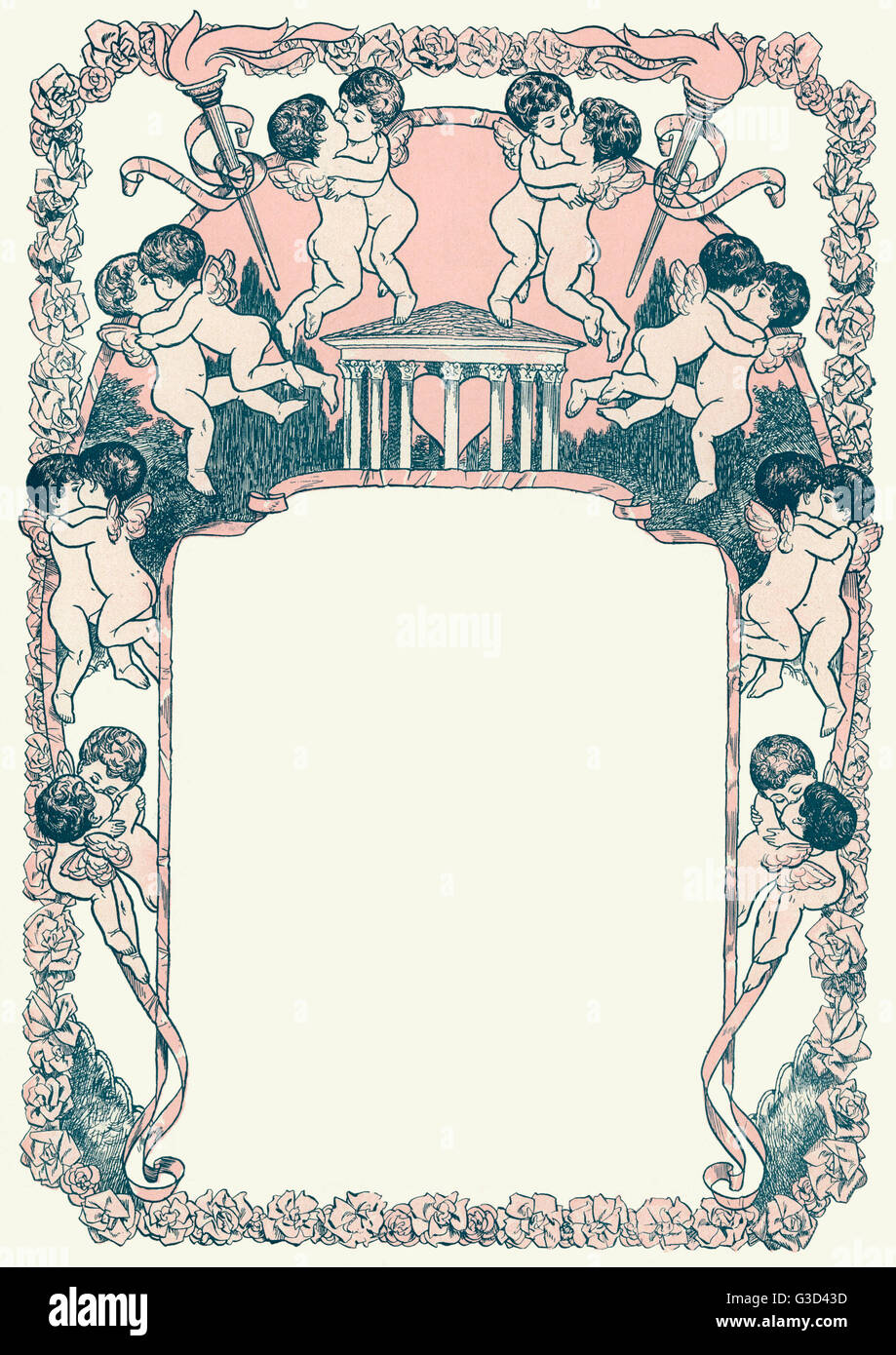 Valentine border design with cupids Stock Photo - Alamy