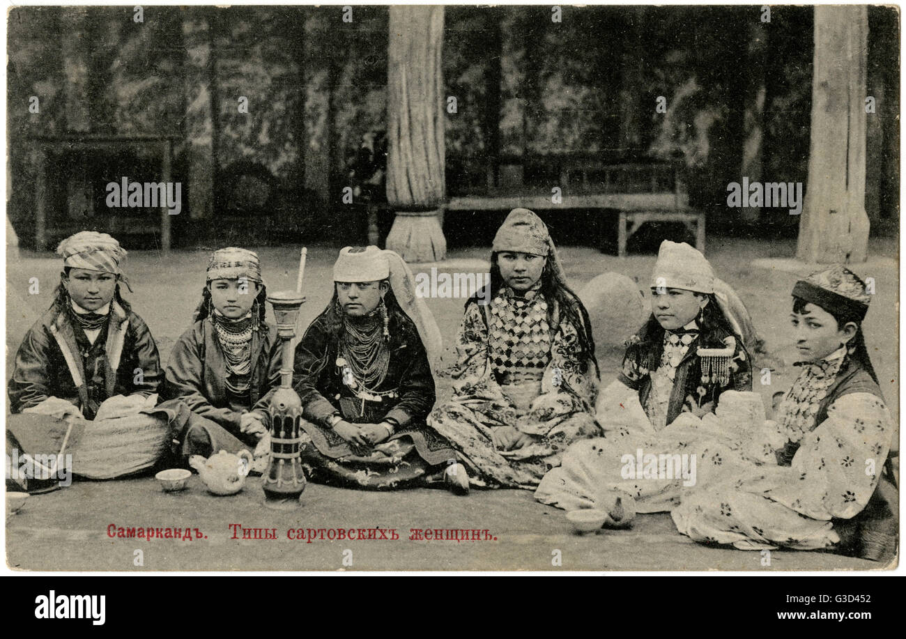Samarkand, Uzbekistan - Children seated with Chillum and tea Stock ...