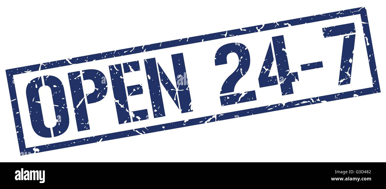 Open 24 7 rubber stamp hi-res stock photography and images - Alamy