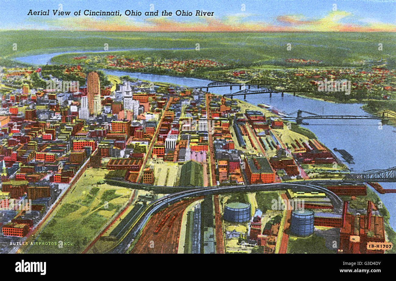 Aerial view, Cincinnati and Ohio River, Ohio, USA Stock Photo - Alamy