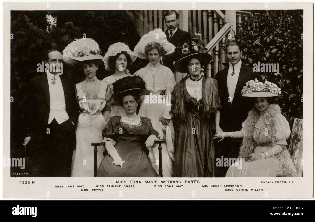 Miss Edna May's Wedding to Oscar Lewisohn - Wedding party Stock Photo ...
