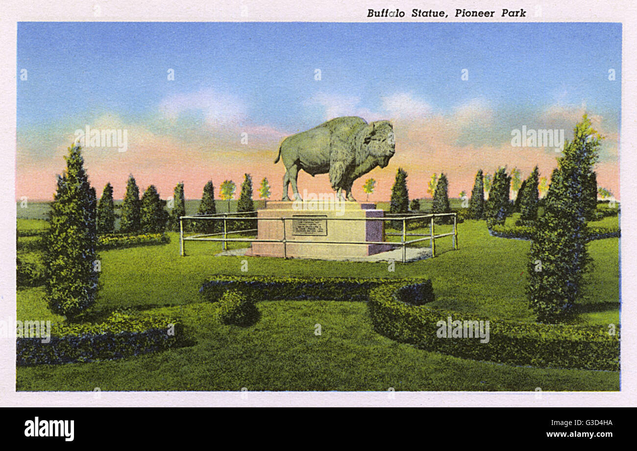 Buffalo Statue, Pioneer Park, Lincoln, Nebraska, USA Stock Photo - Alamy