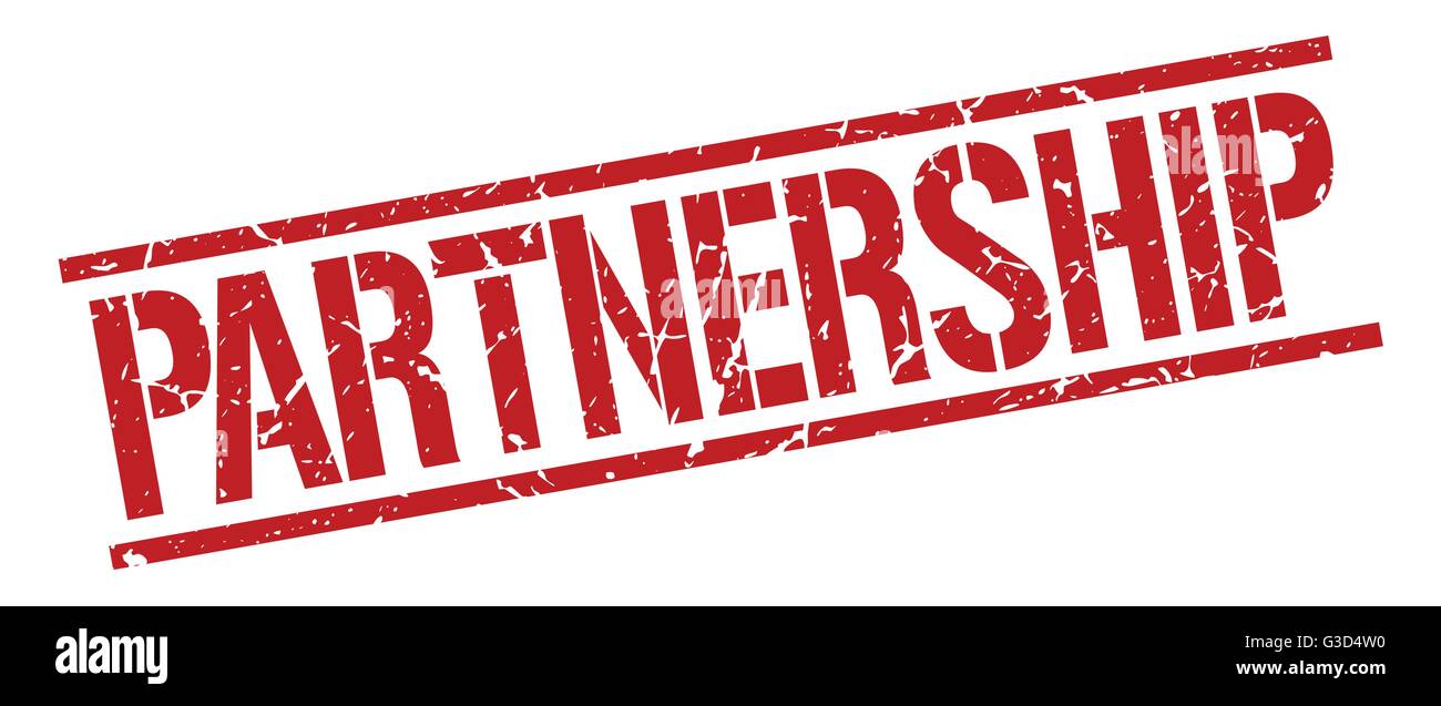 partnership red grunge square vintage rubber stamp Stock Vector Image ...
