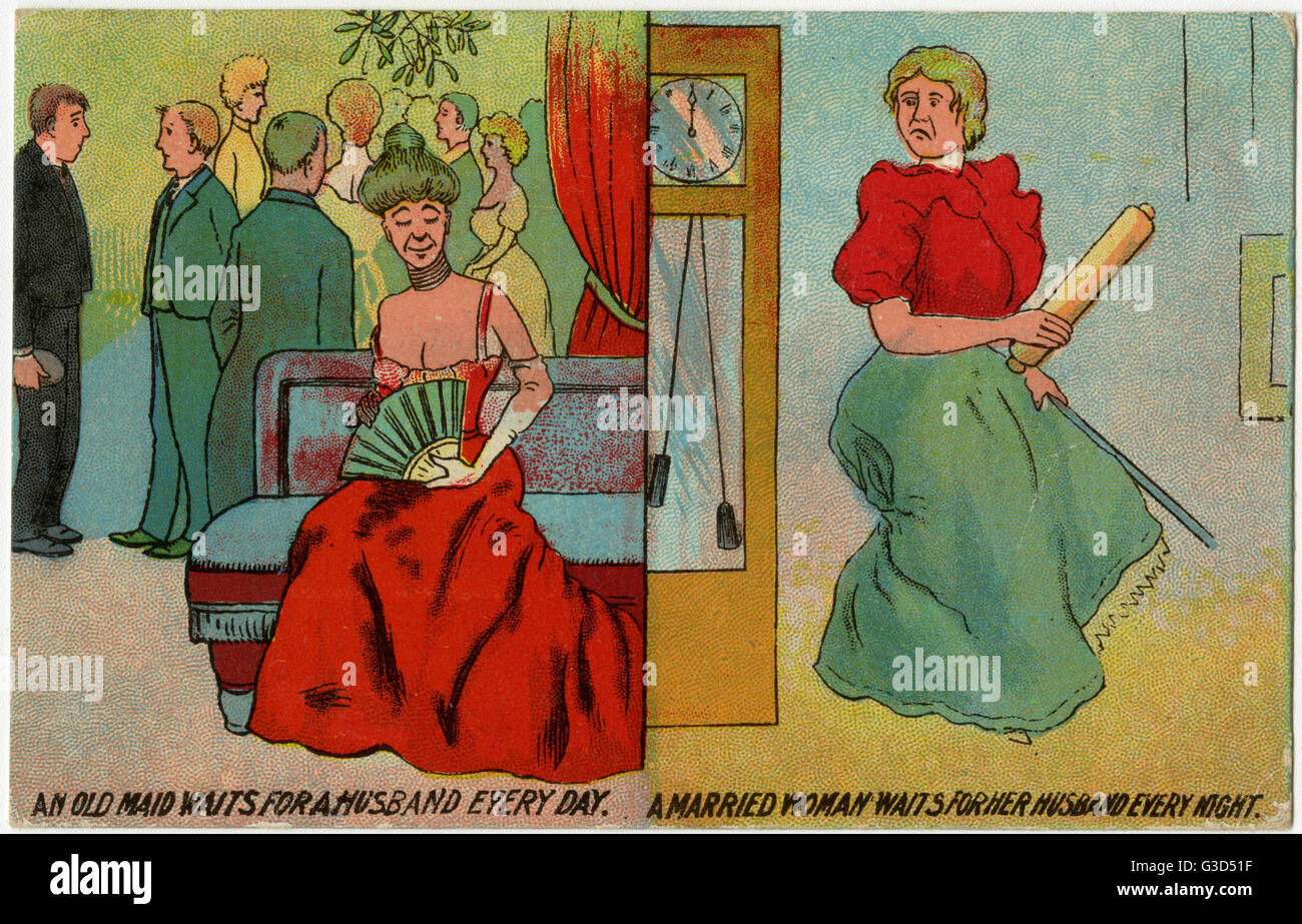 The difference between an old maid and a married woman Stock Photo - Alamy