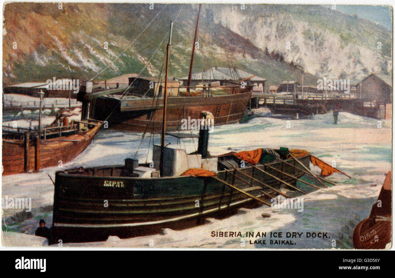 Lake Baikal, Siberia, Russia - Ice Dry Dock Stock Photo - Alamy