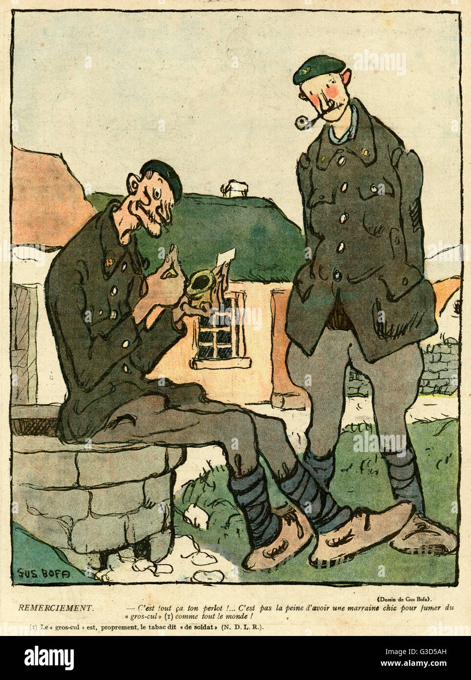 Cartoon, Present of tobacco, WW1 Stock Photo - Alamy