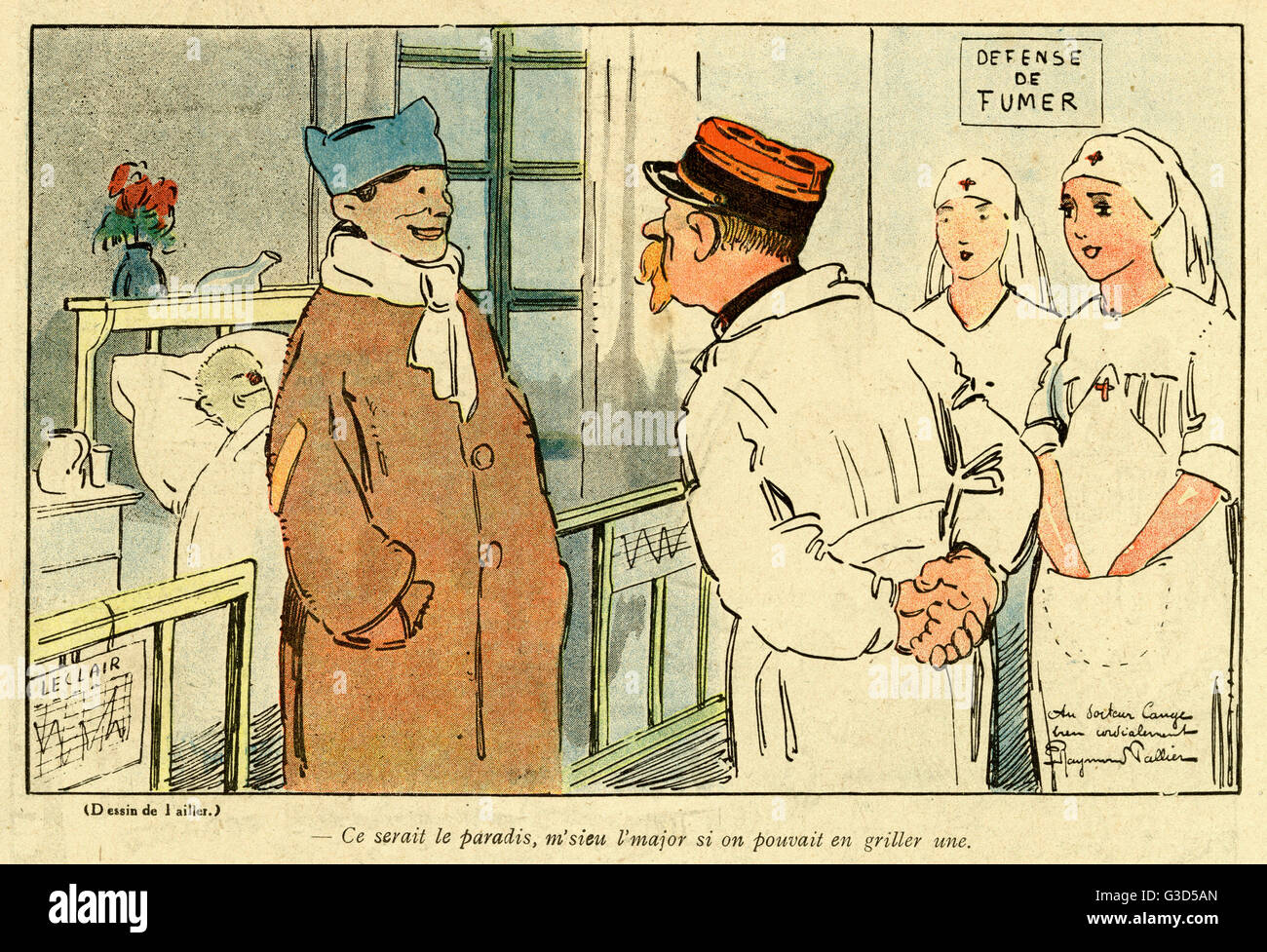 Cartoon, Scene in a hospital, WW1 Stock Photo - Alamy