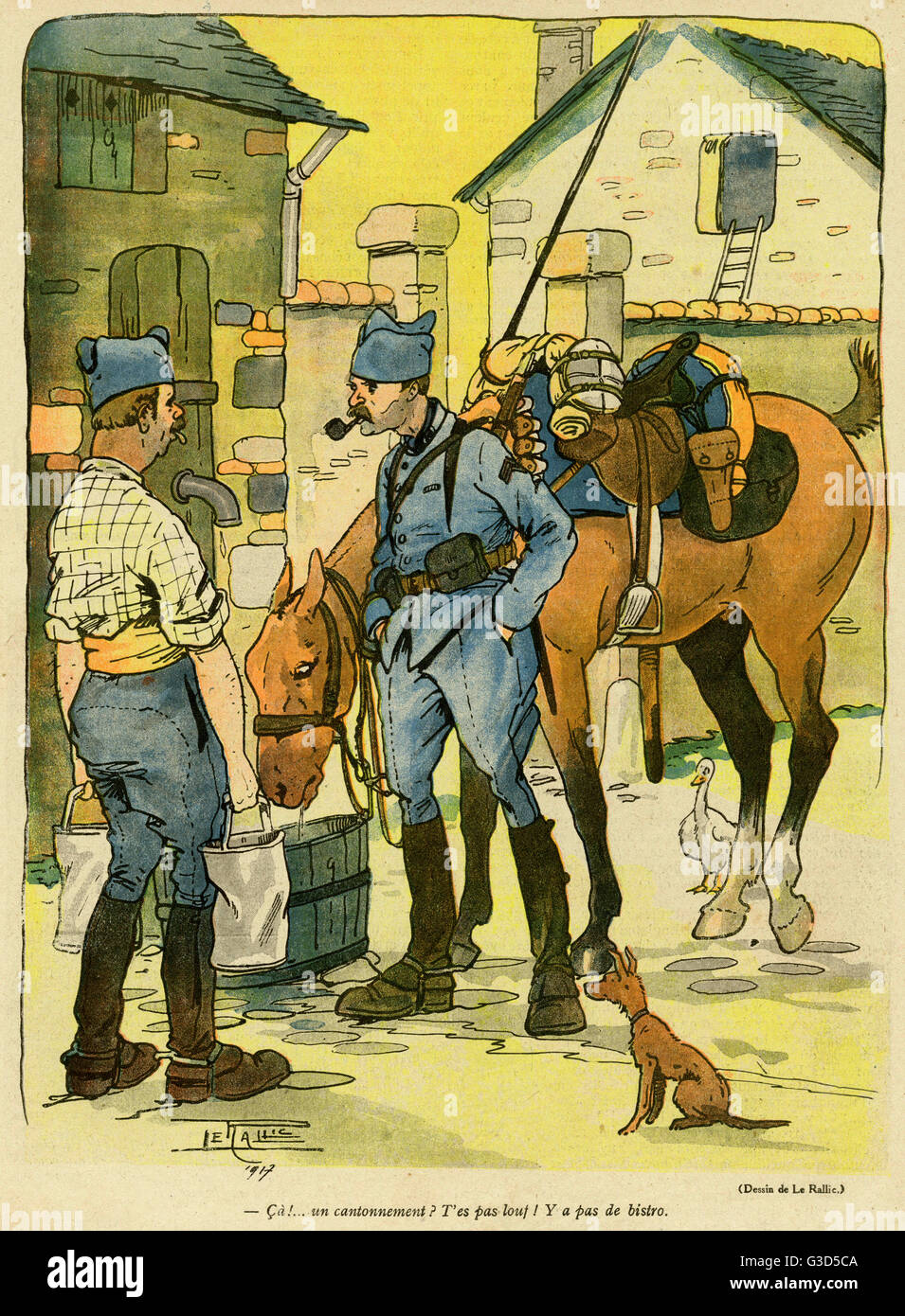 Cartoon, Soldiers discuss their billet, WW1 Stock Photo - Alamy