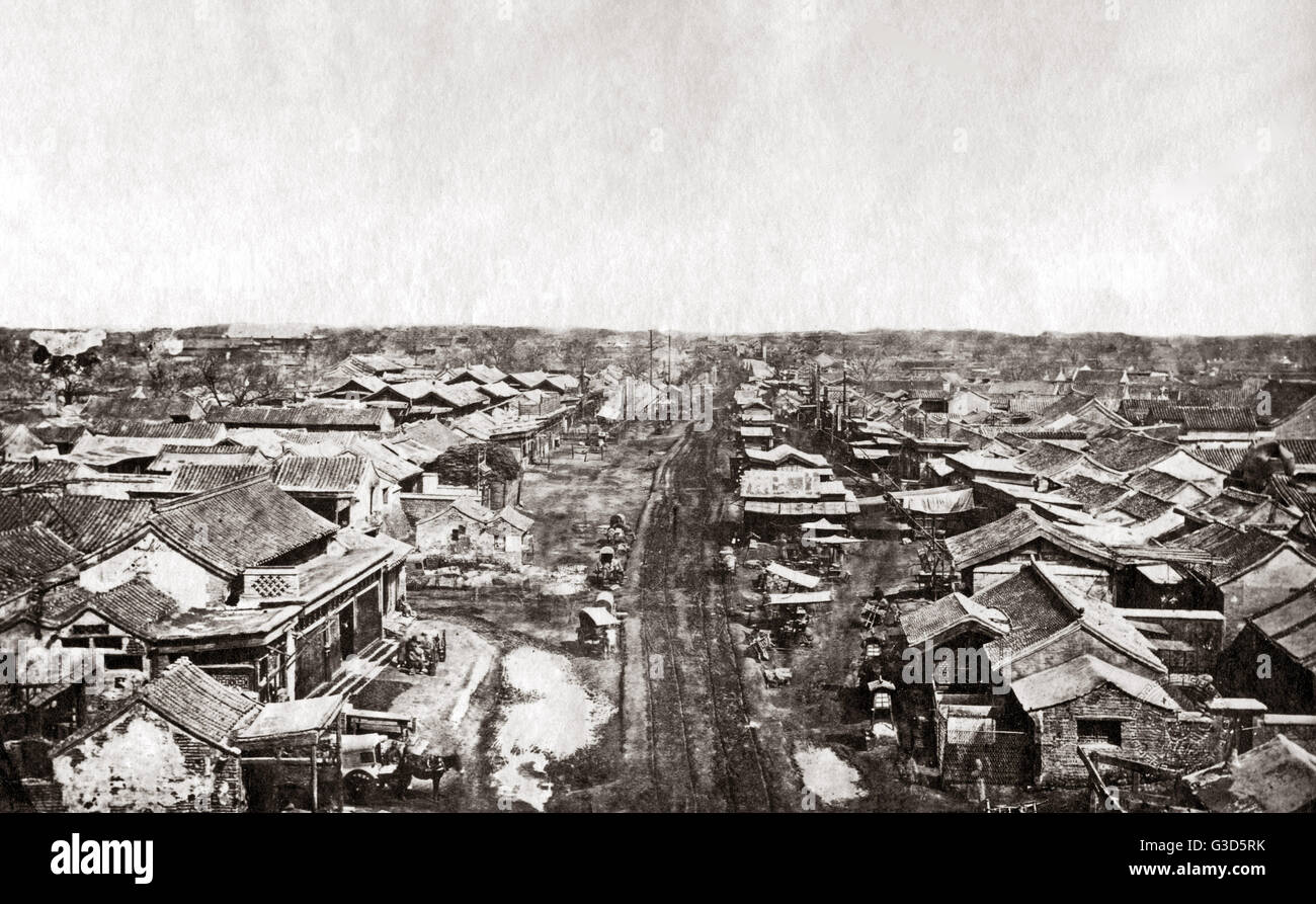 Street scene, Peking, China circa 1870s Stock Photo - Alamy