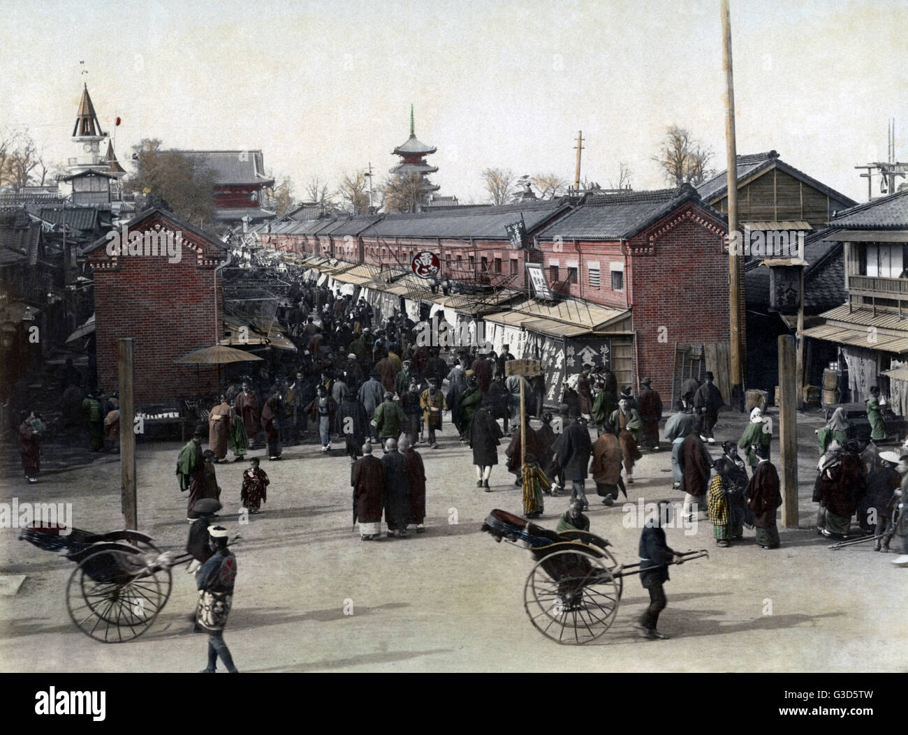 Busy street scene, Asakusa, Tokyo, Japan, circa 1880s Stock Photo - Alamy