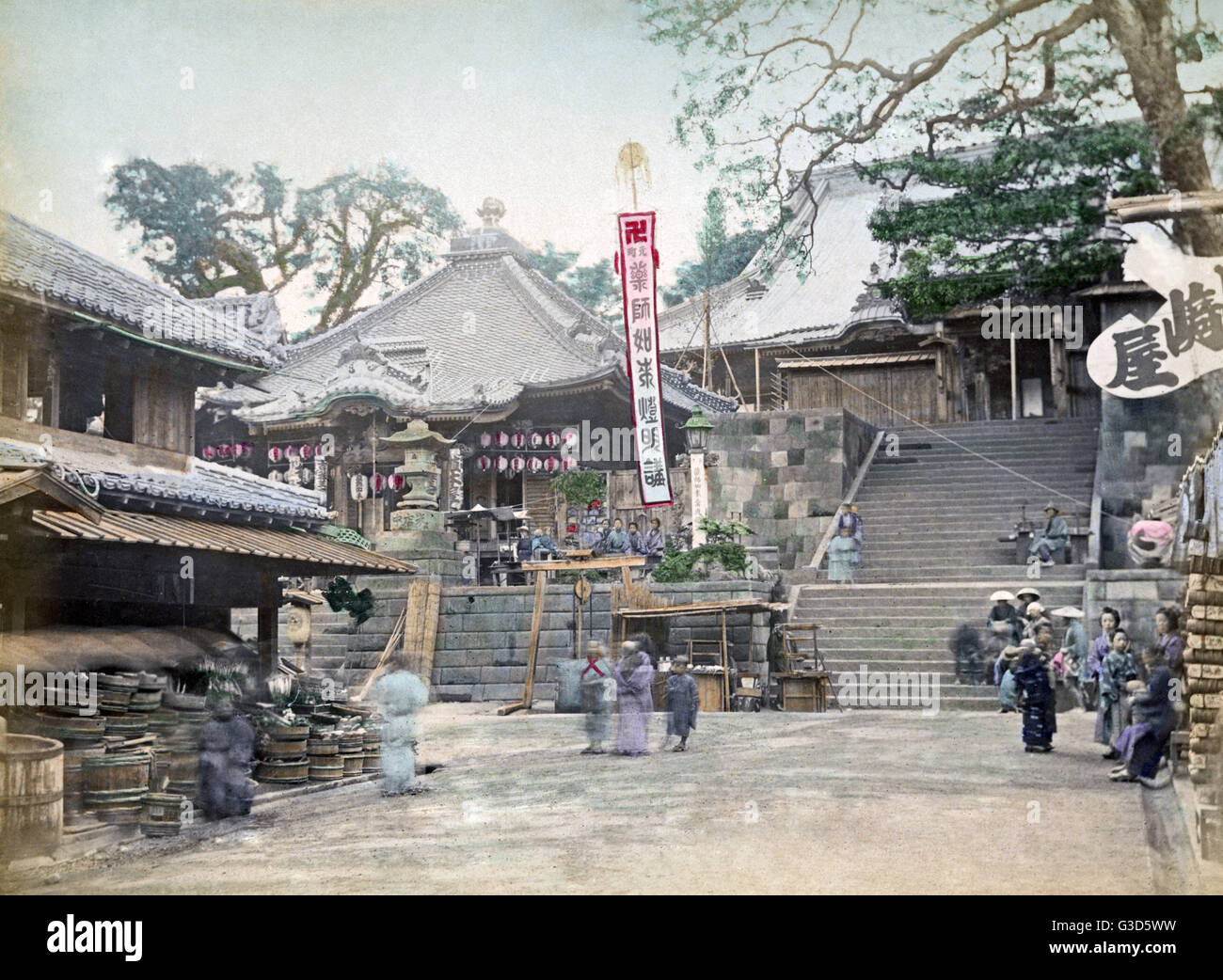 Temple and street scene, Yokohama, Japan, circa 1880s Stock Photo - Alamy