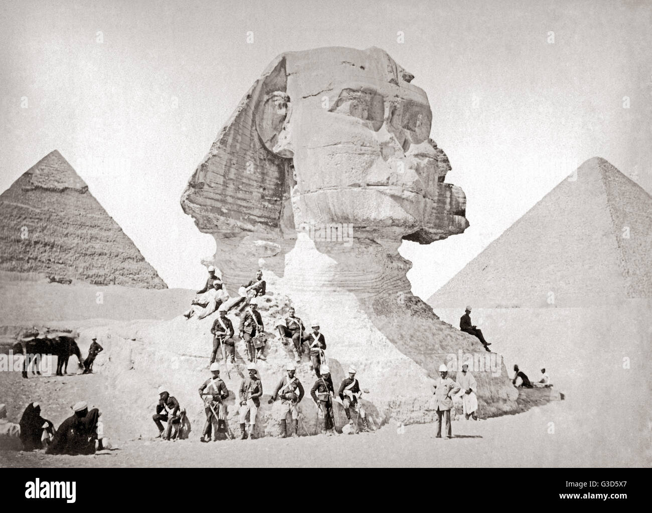 British troops at the Sphinx, Egypt, circa 1880s Stock Photo - Alamy