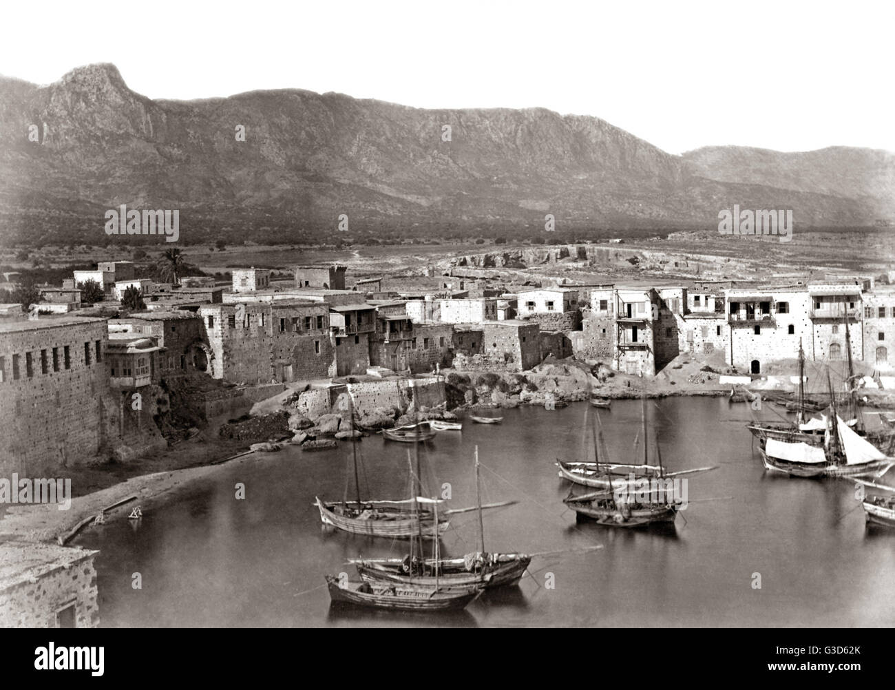 The harbour at Paphos, Greece, circa 1880s Stock Photo - Alamy
