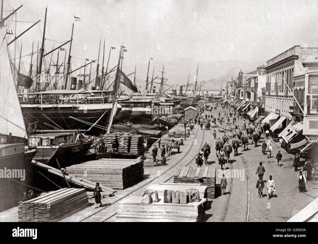 Shipping wharves, probably Port Said, Egypt, circa 1890 Stock Photo - Alamy