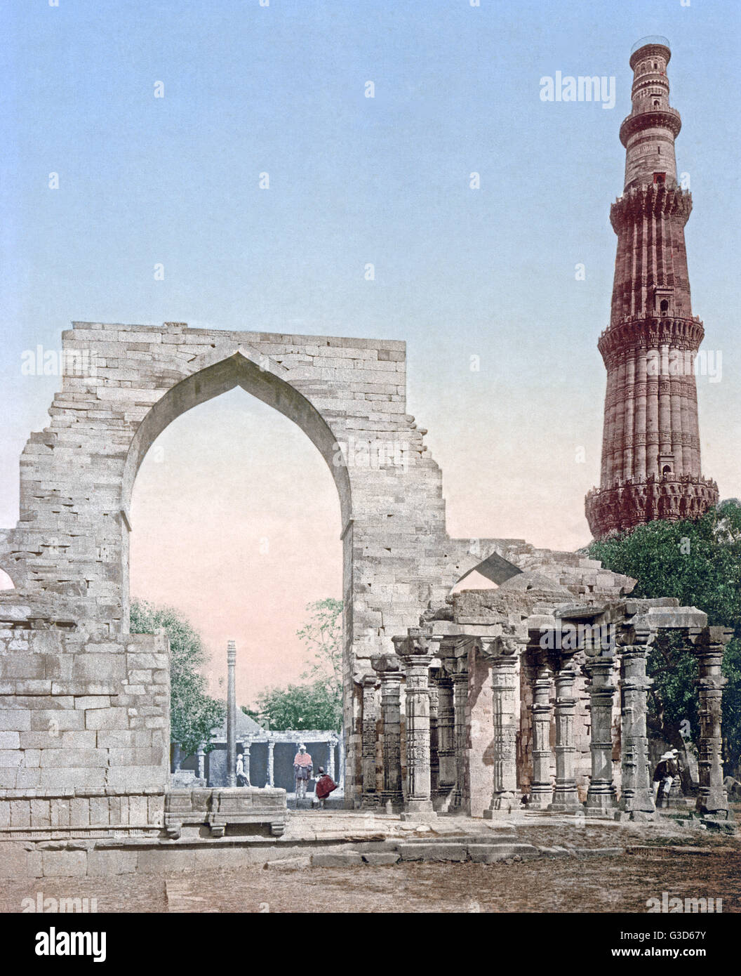 Kutub Minar and Iron Column, Delhi, India, circa 1890s Stock Photo - Alamy
