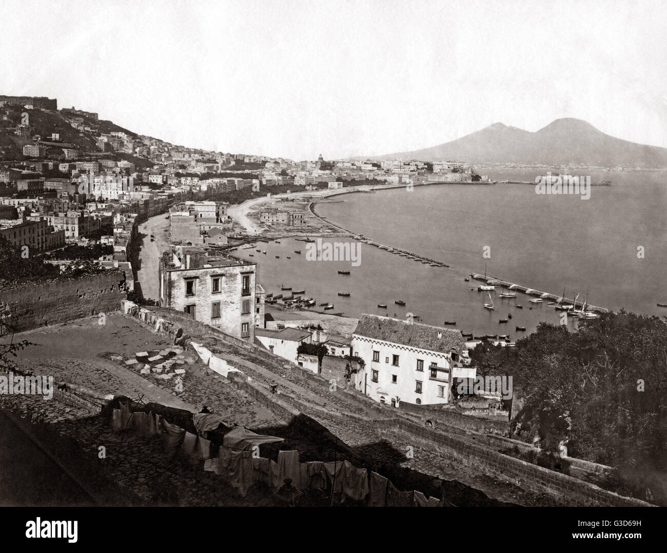 View of volcano Vesuvius, Italy, circa 1880s Stock Photo - Alamy