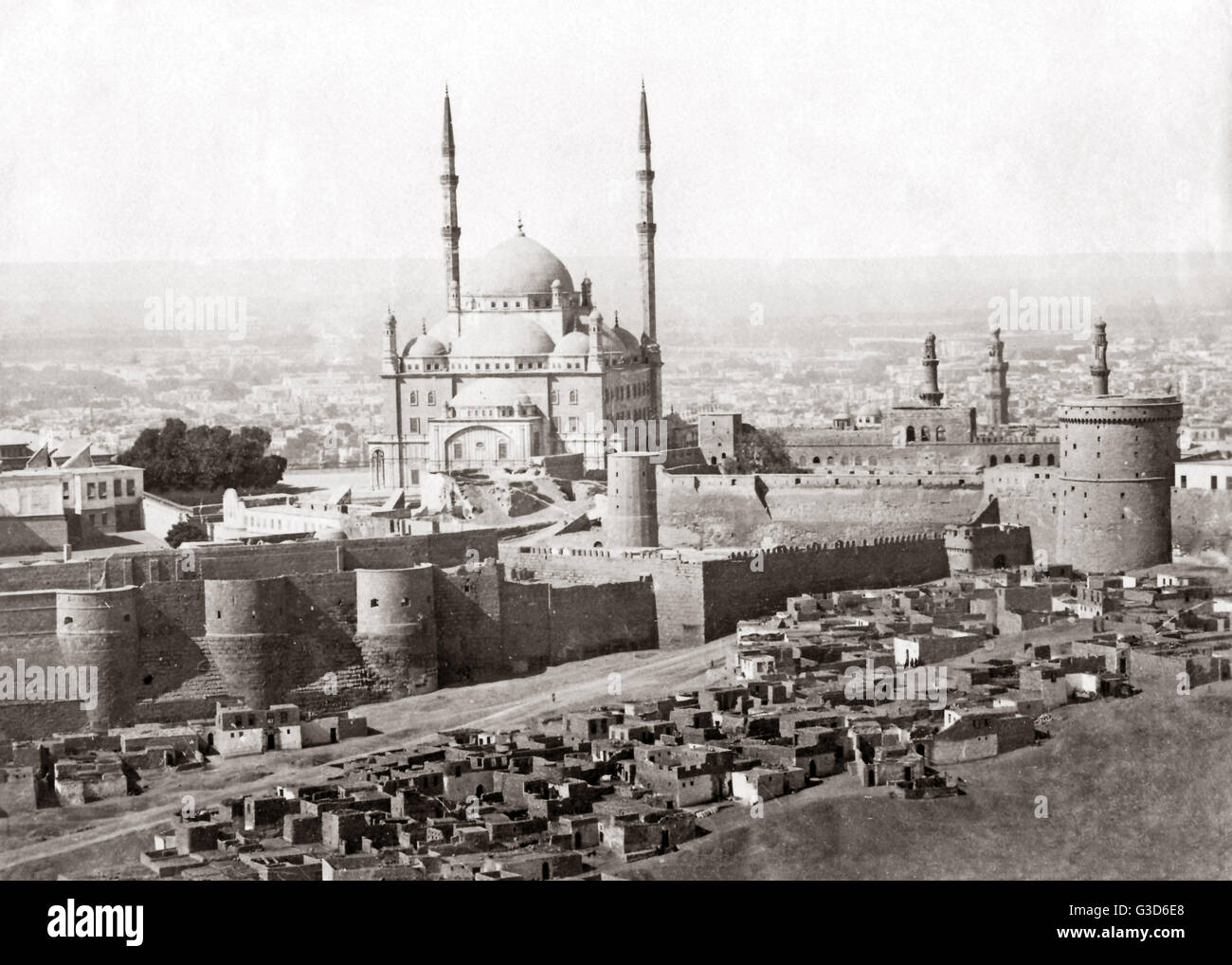 View of Cairo and the mosque of Muhammad Ali, circa 1890 Stock Photo ...