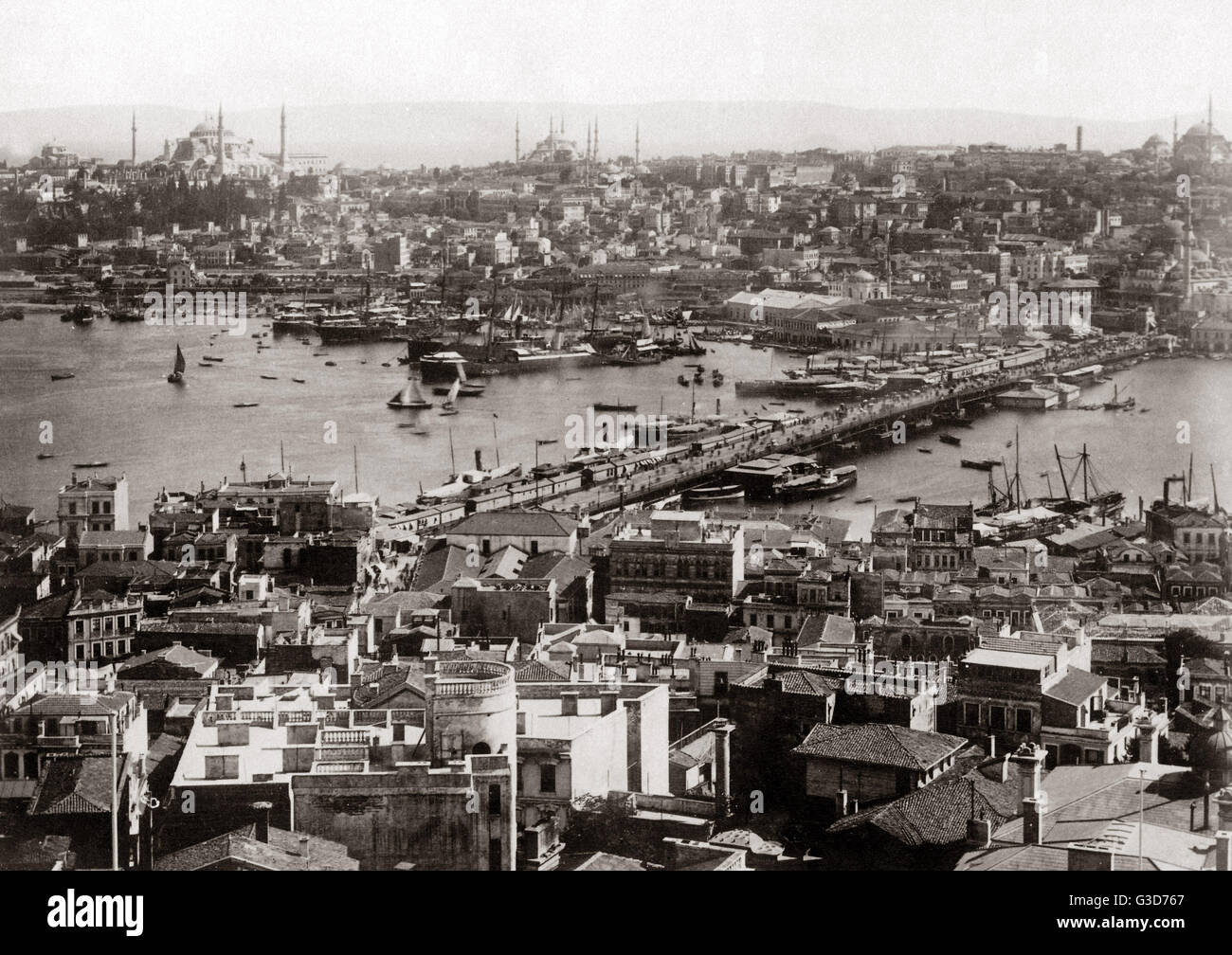 General view of Constantinople (Istanbul) Turkey circa 1890 Stock Photo ...