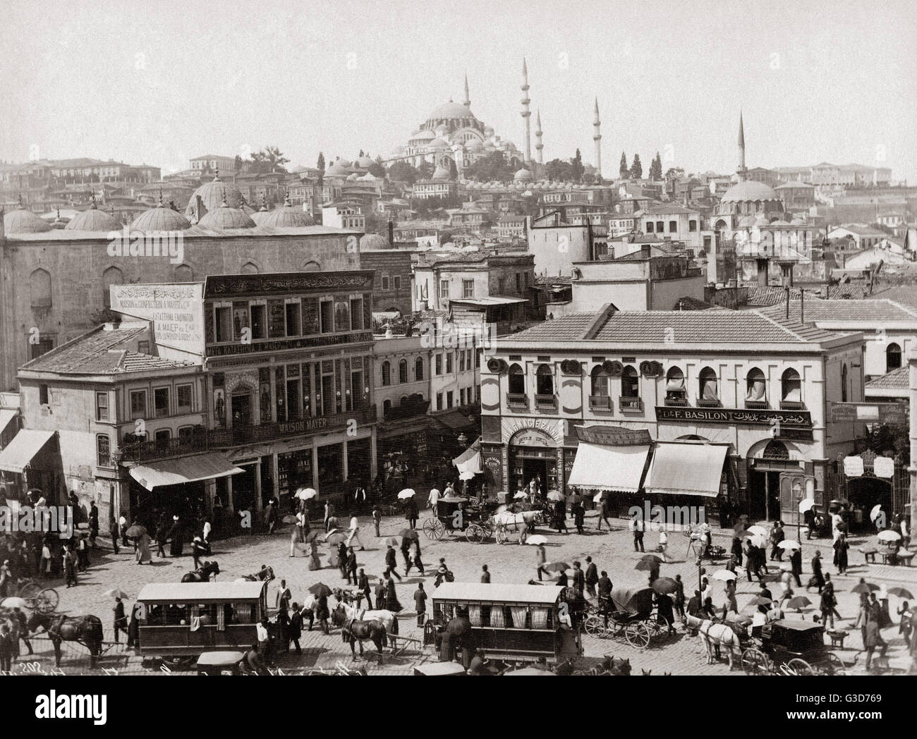 Street view in Constantinople (Istanbul) Turkey, circa 1890 Stock Photo ...
