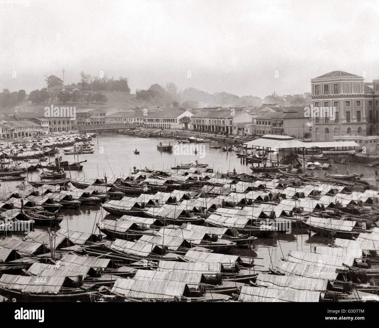 Boats in the harbour, Singapore, circa 1880s Stock Photo - Alamy