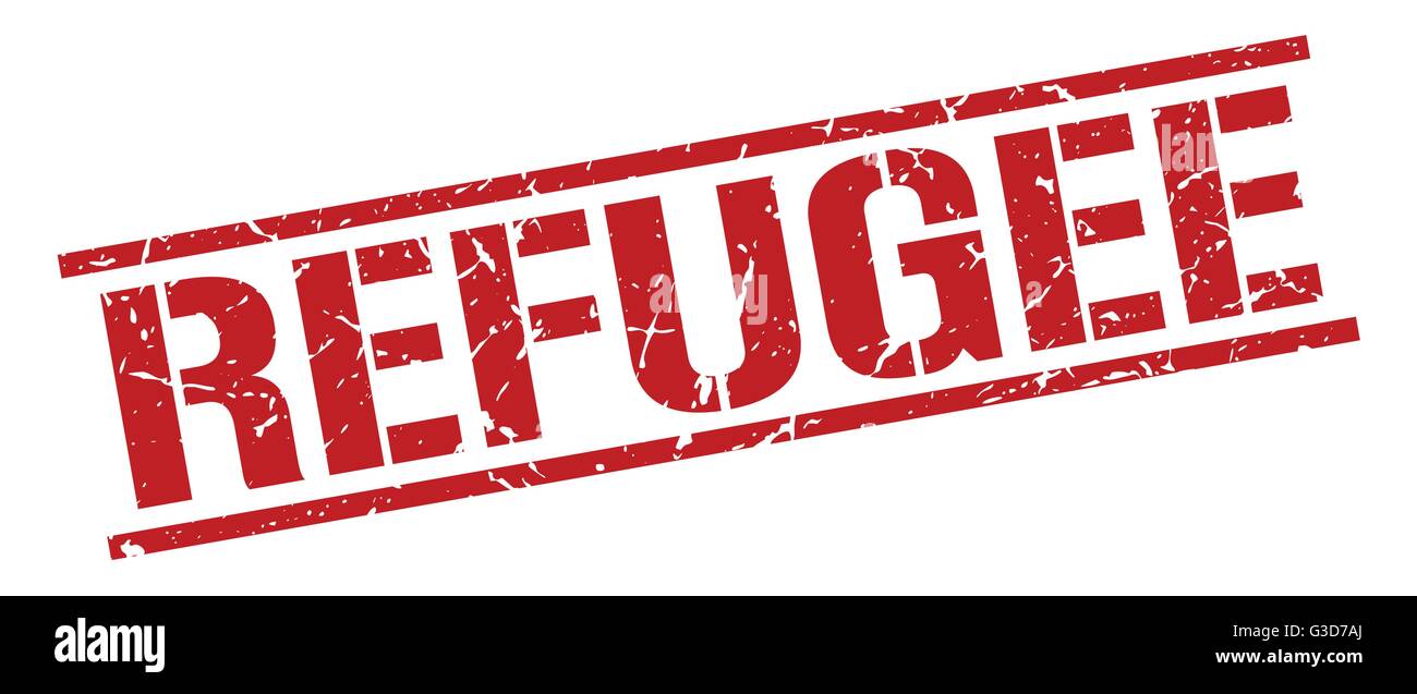 refugee red grunge square vintage rubber stamp Stock Vector Image & Art ...